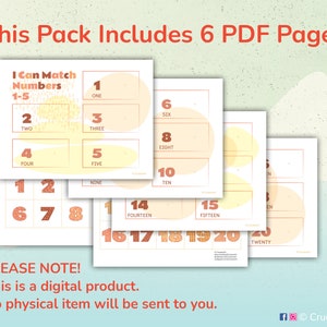 Numbers 1-20 Matching Printable Activity. Number Match Toddler Busy ...