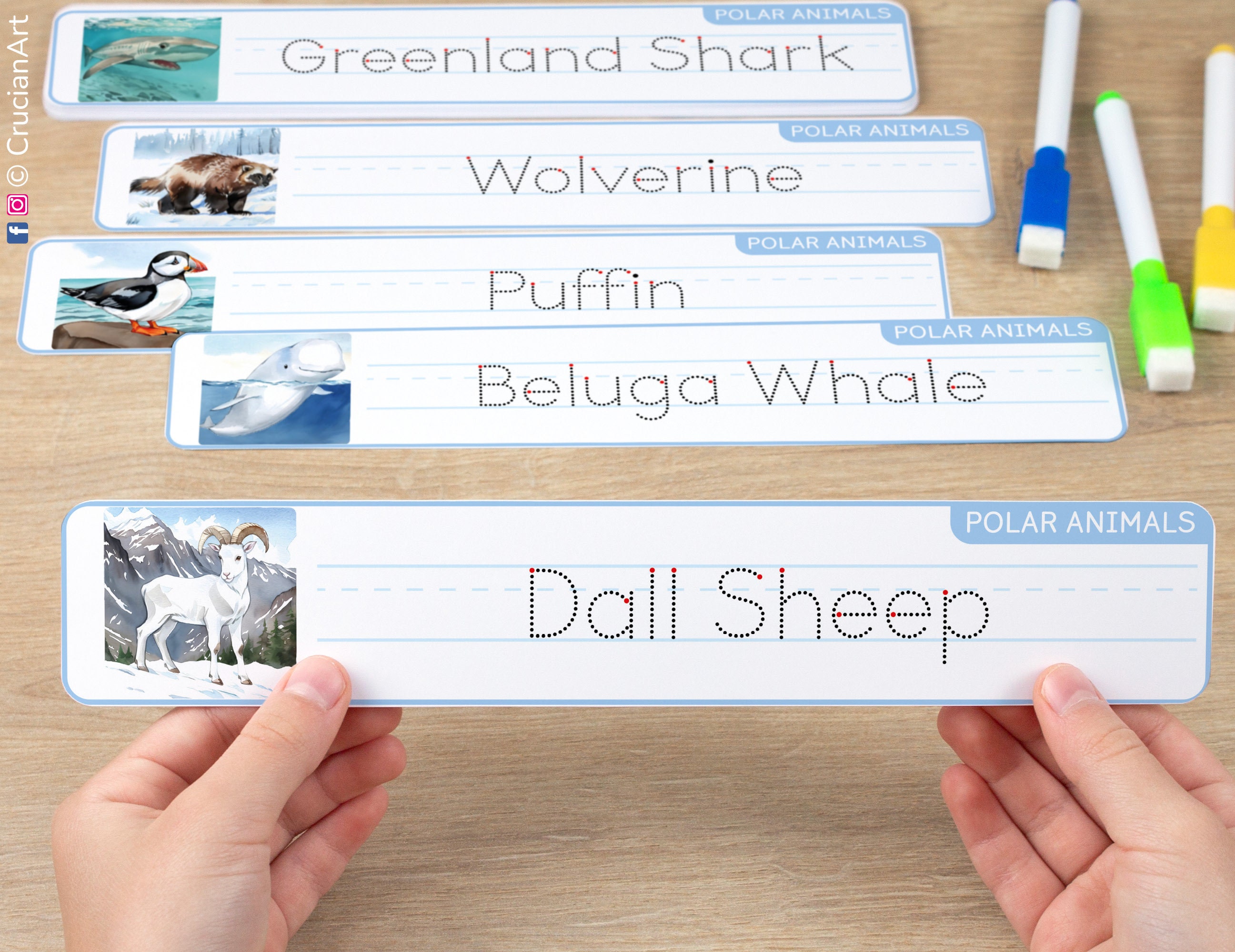 Arctic Animals Handwriting Worksheets: Printable Vocabulary Activity ...