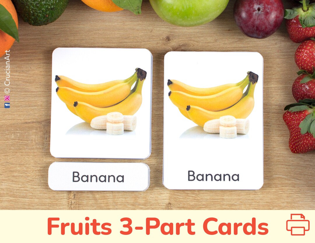 Fruits & Berries 3 Part Cards. Fruit Photo Three Part Matching Activity ...