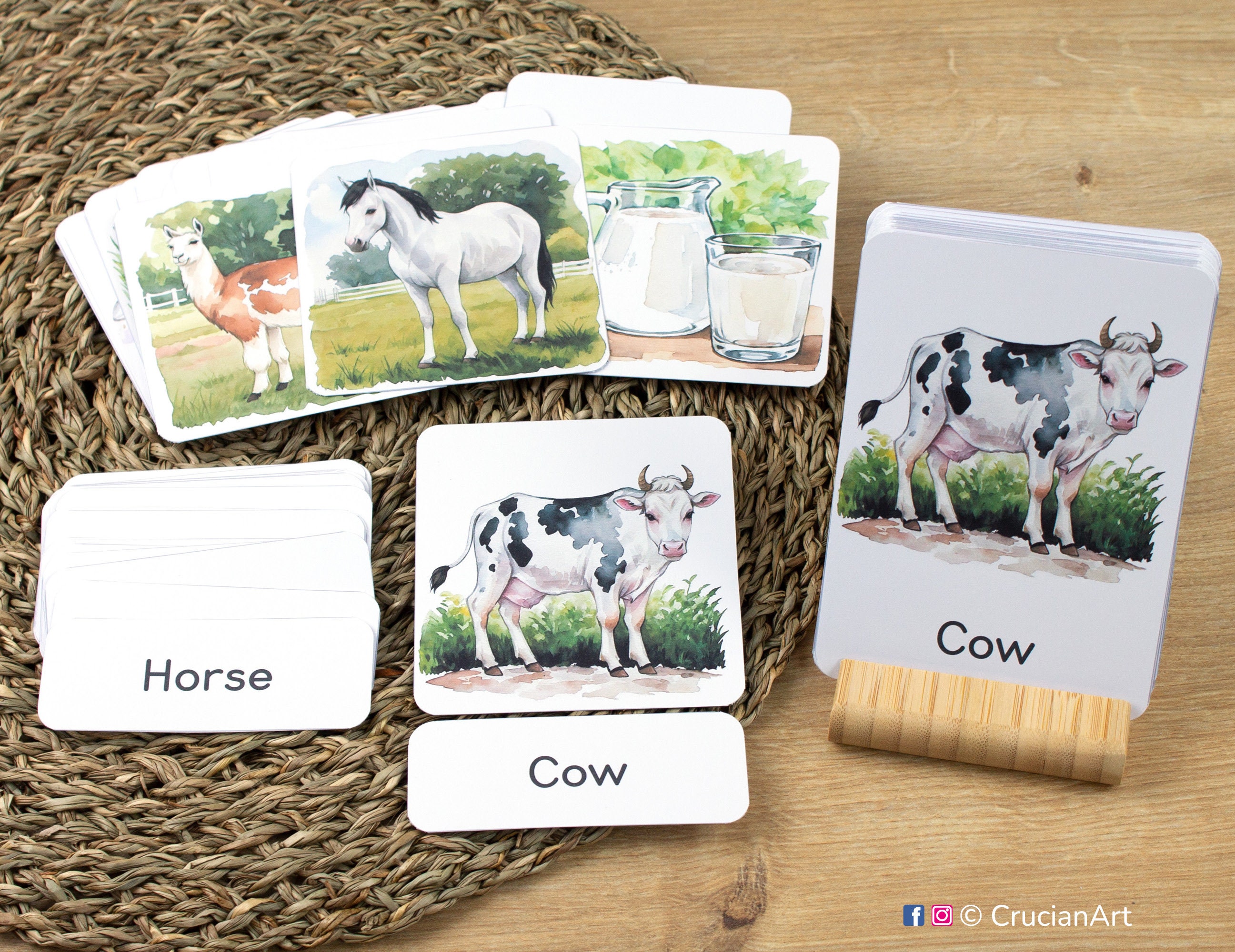 Farm Life Words Learning Flashcards. 3-part Cards Printable - Etsy