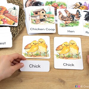 Farm Life Words Learning Flashcards. 3-part Cards Printable Activity ...