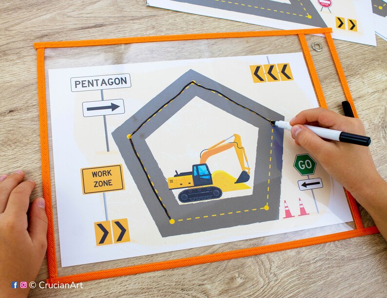2D Shapes Printable Road Mat for Boys. Construction Truck - Etsy