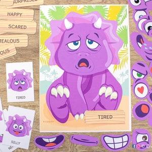 Dinosaur Themed Emotions and Feelings Printable Activity. Dino Toddler ...