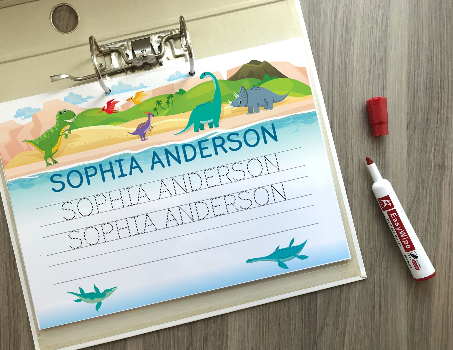 Custom Name Tracing Practice. Dinosaur Handwriting Trace Personalized ...