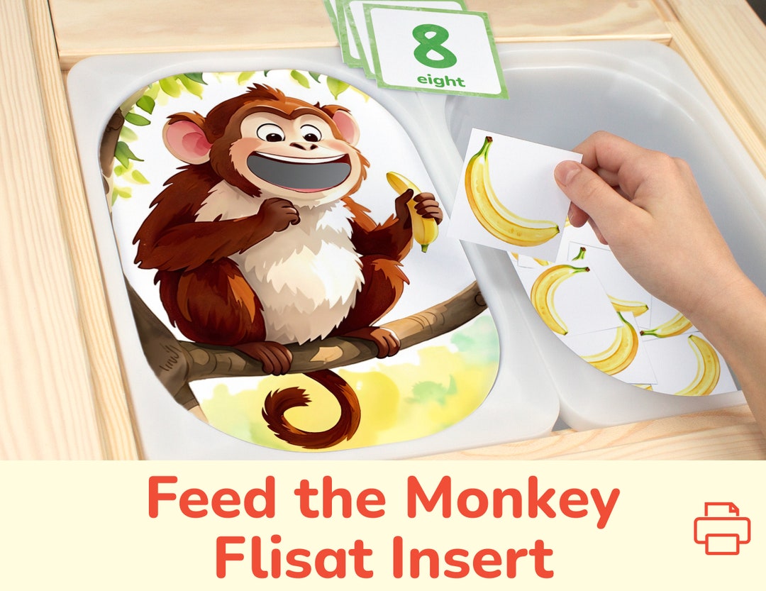 Feed the Monkey Flisat Insert: Bananas Counting Printable Activity for ...