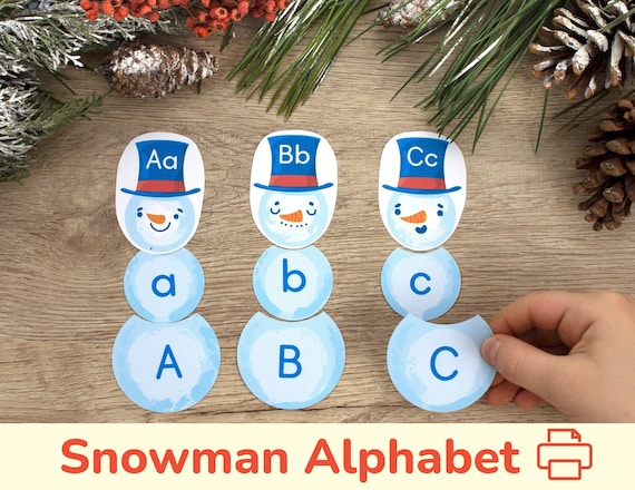 Snowman Alphabet Printable Activity for Preschool Toddler. | Etsy