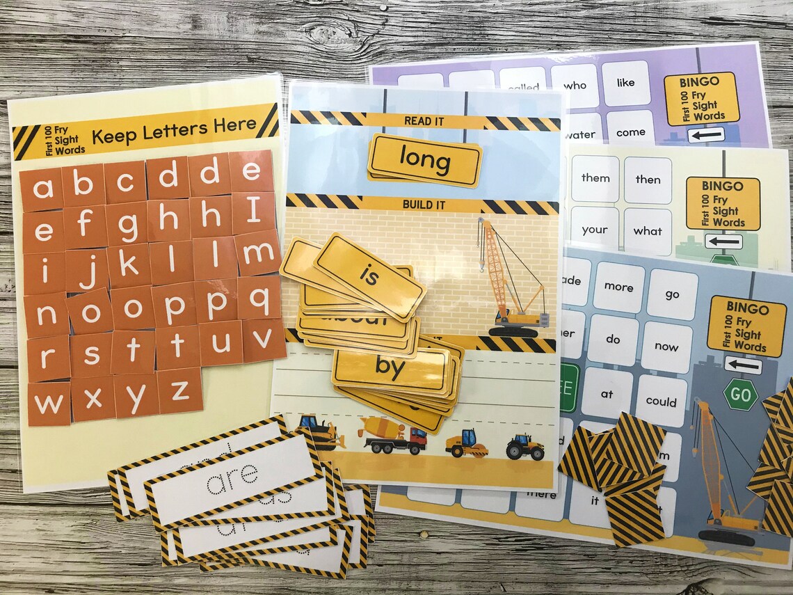 Construction Fry Sight Words Printable Worksheets | Literacy Homeschool ...