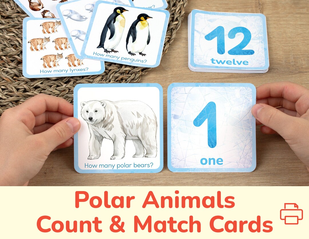 Arctic Animals Counting Activity: Printable Matching Cards. Toddler ...