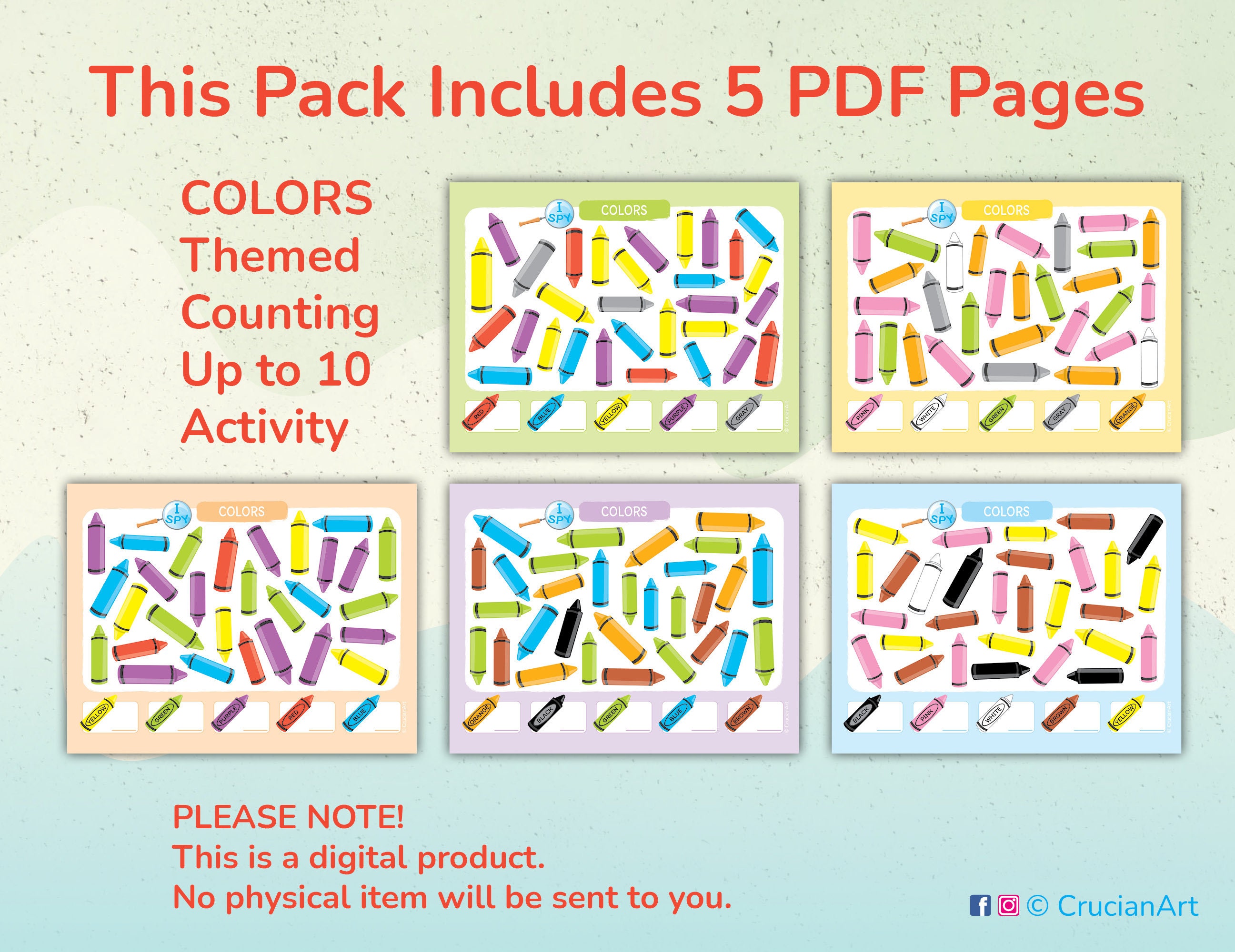 Colors I Spy Counting Activity. Crayons Color Learning - Etsy