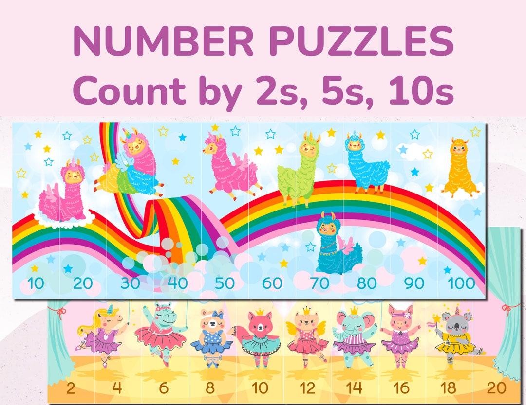 Skip Count by 2s 5s 10s. Printable Number Skip Count Puzzle for Girl ...