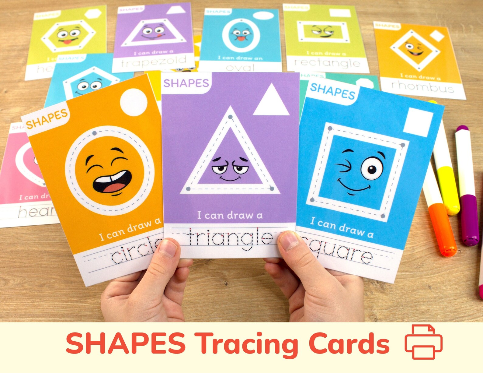 2D Shapes Tracing Cards. Homeschool Printable Learning - Etsy