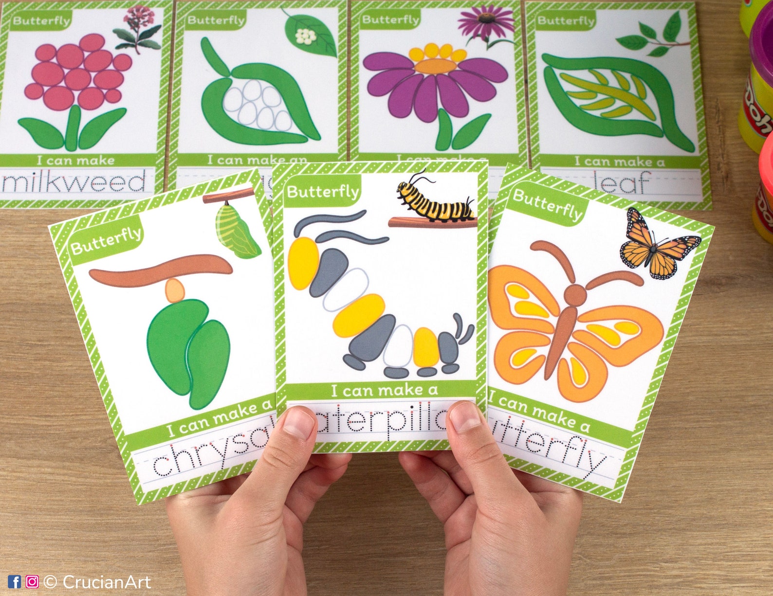 Life Cycle of Butterfly Playdough Mats: Printable Play Dough Activity ...