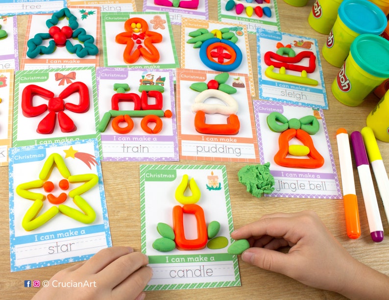 Christmas Playdough Mats: Toddler Preschool Kindergarten Play Dough Mat ...