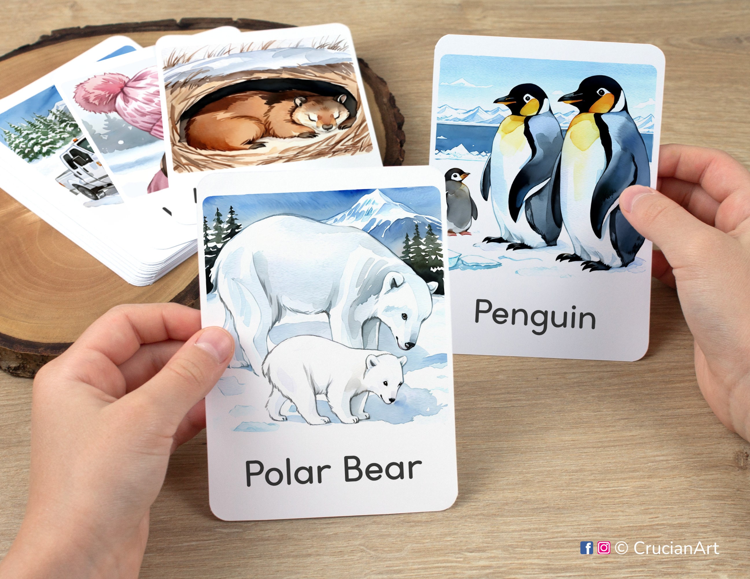 Winter Flashcards: Toddler Preschool Kindergarten Printable Flash Cards ...
