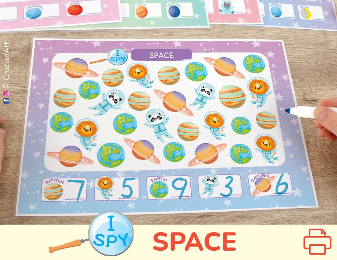 I Spy Space Counting Activity. Solar System Planets Printables Count to ...