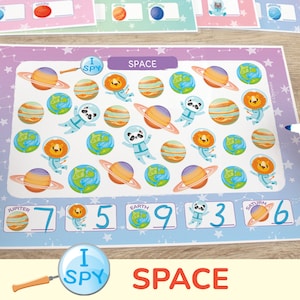 I Spy Space Counting Activity. Solar System Planets Printables Count to ...