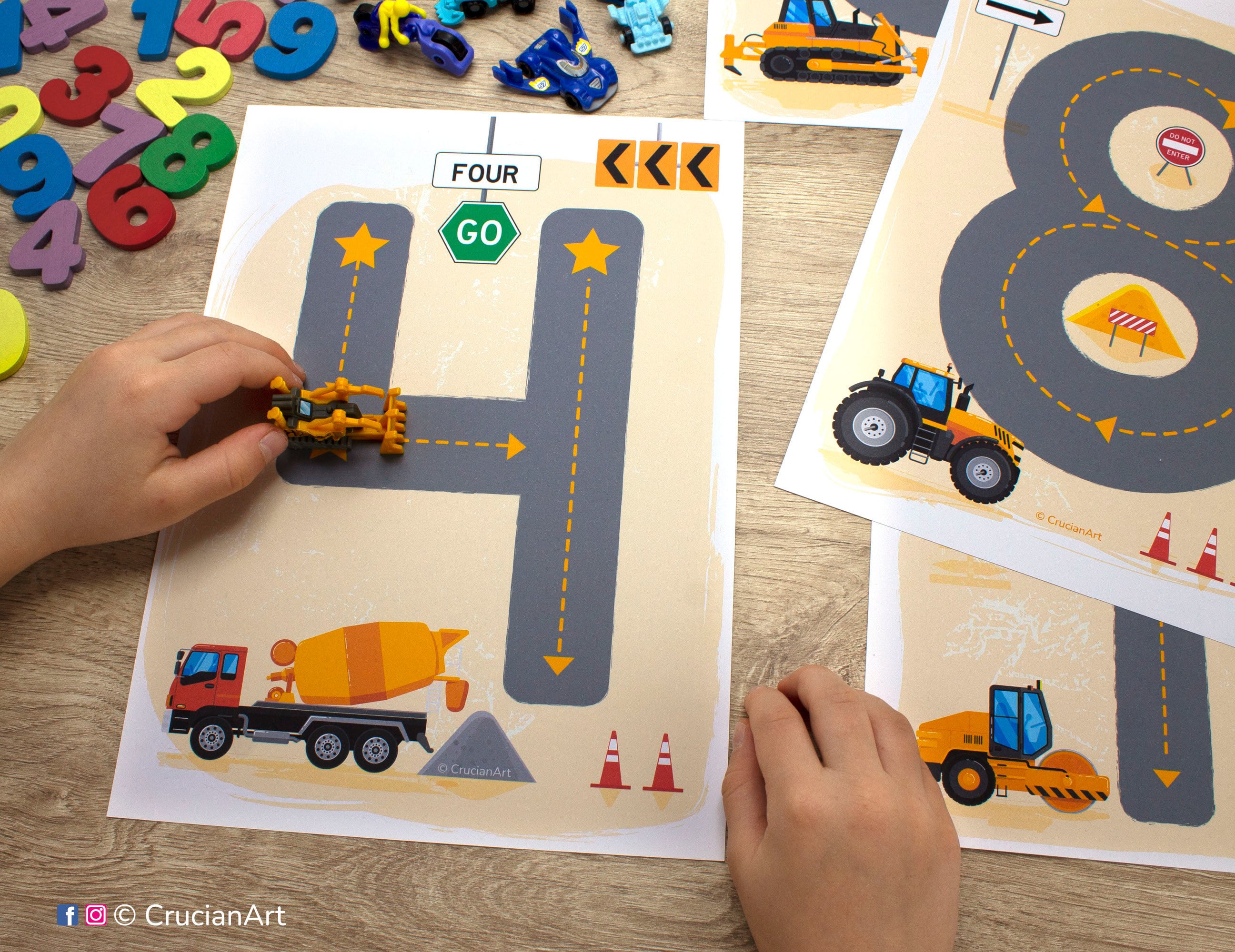 Numbers Printable Road Mat for Boys. Construction Truck Tracing ...