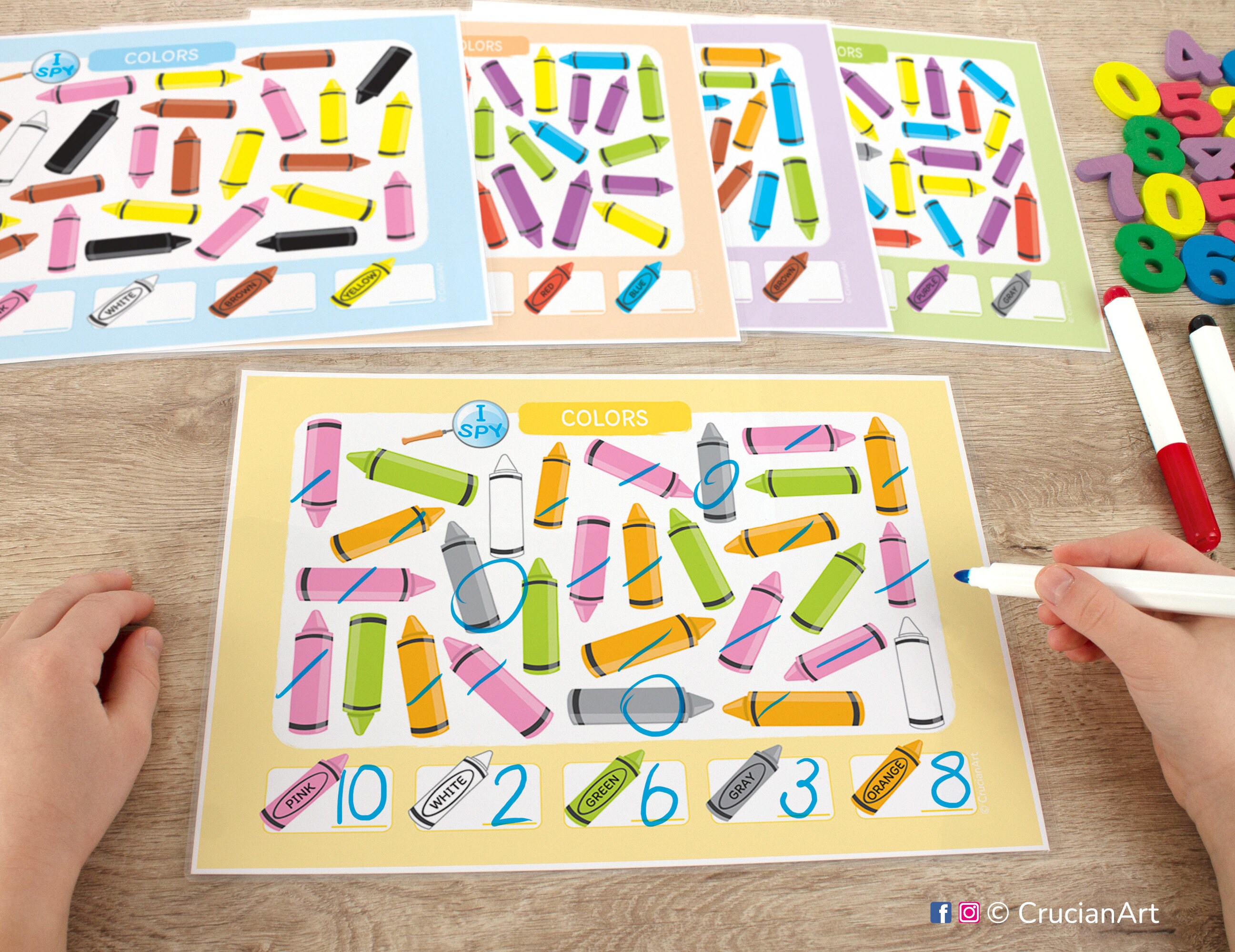 Colors I Spy Counting Activity. Crayons Color Learning - Etsy