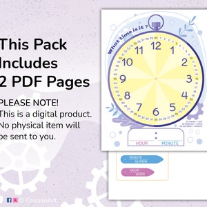 Printable Educational Clock. Learn to Tell Time Worksheet for Kid ...