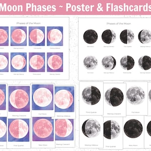 Moon Phases Flashcards & Poster | Phases of the Moon Montessori ...
