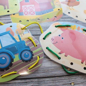 Farm Printable Lacing Card. Fine Motor Skill Tying Toy for Toddler - Etsy