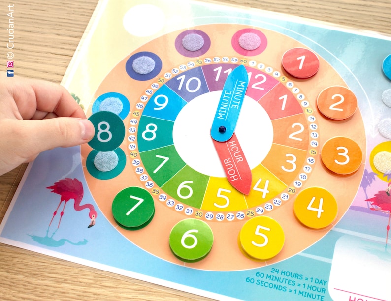 LEARNING TIME Printable Activity. Clock Educational Worksheet for ...