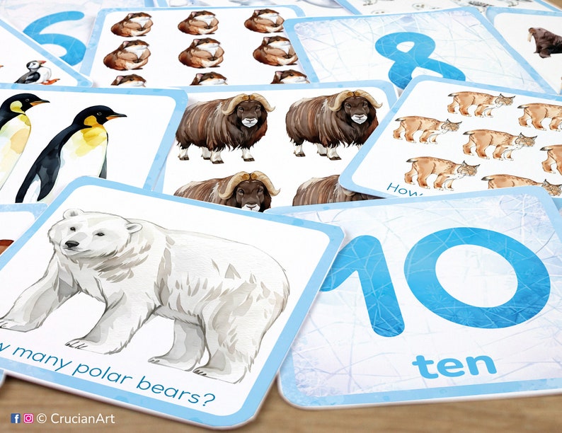 Arctic Animals Counting Activity: Printable Matching Cards. Toddler ...