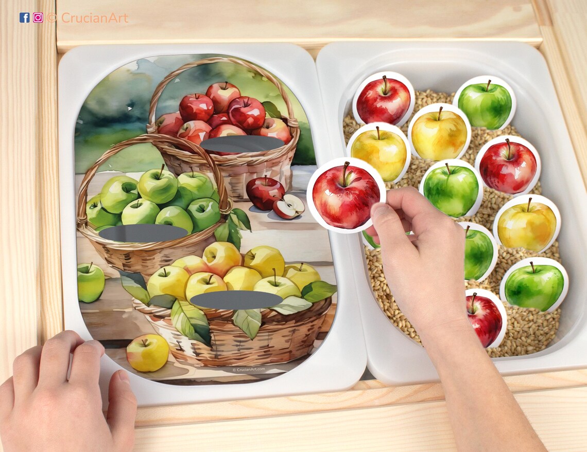 Apple Color Sorting Flisat Insert: Printable Learning Activity for ...