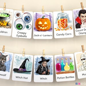 Halloween Flashcards: Halloween Printable Wall Art, Classroom ...