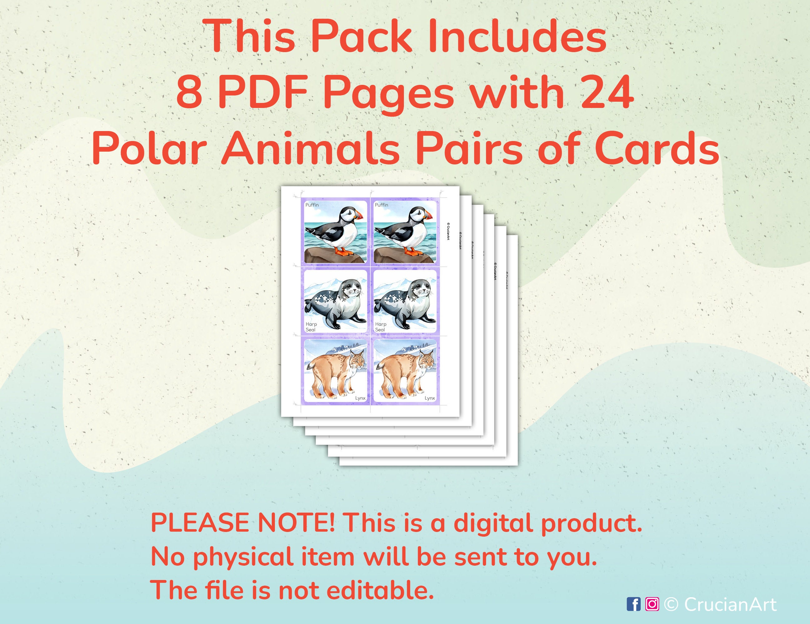 Polar Animals Memory Game: Printable Toddler Preschool Kindergarten ...