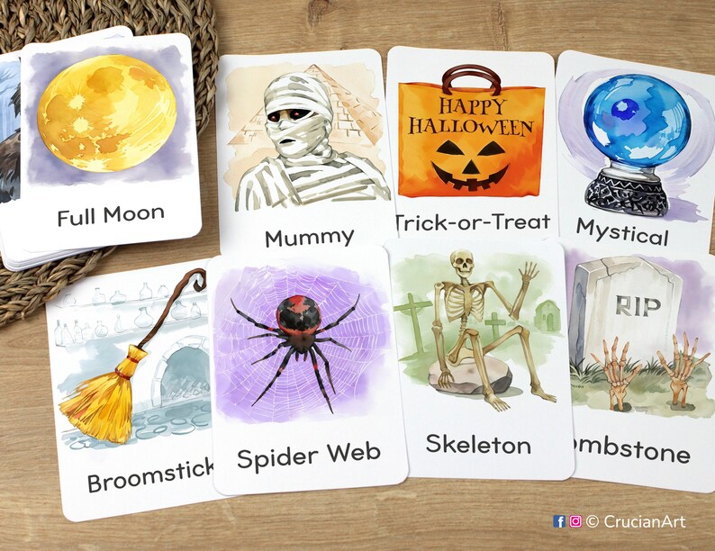Halloween Flashcards: Halloween Printable Wall Art, Classroom ...