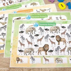 African Savanna Animals I Spy Counting Worksheets. Safari Grassland ...