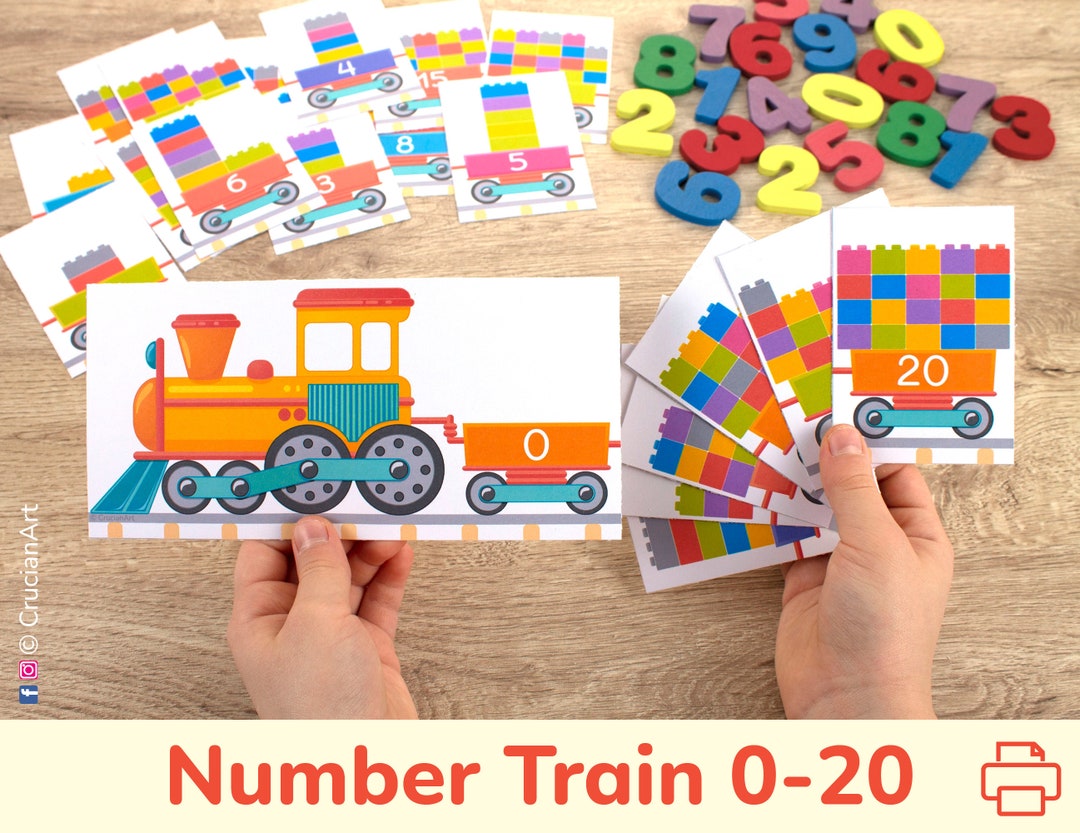 Number Train Printable Counting Activity. Number Sequence 0-20. Toddler ...