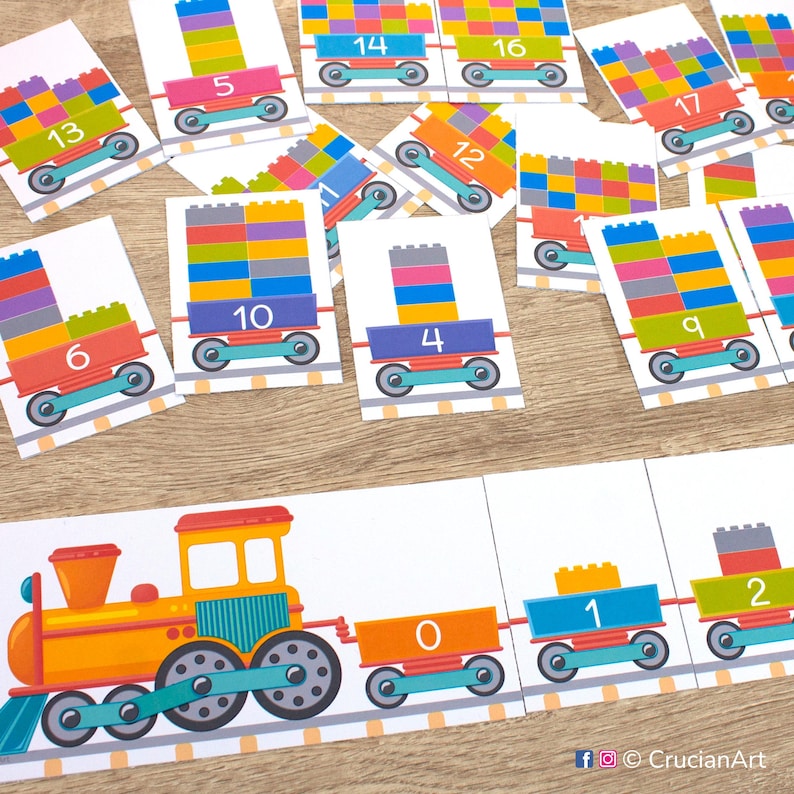 Number Train Printable Counting Activity. Number Sequence 0-20. Toddler ...