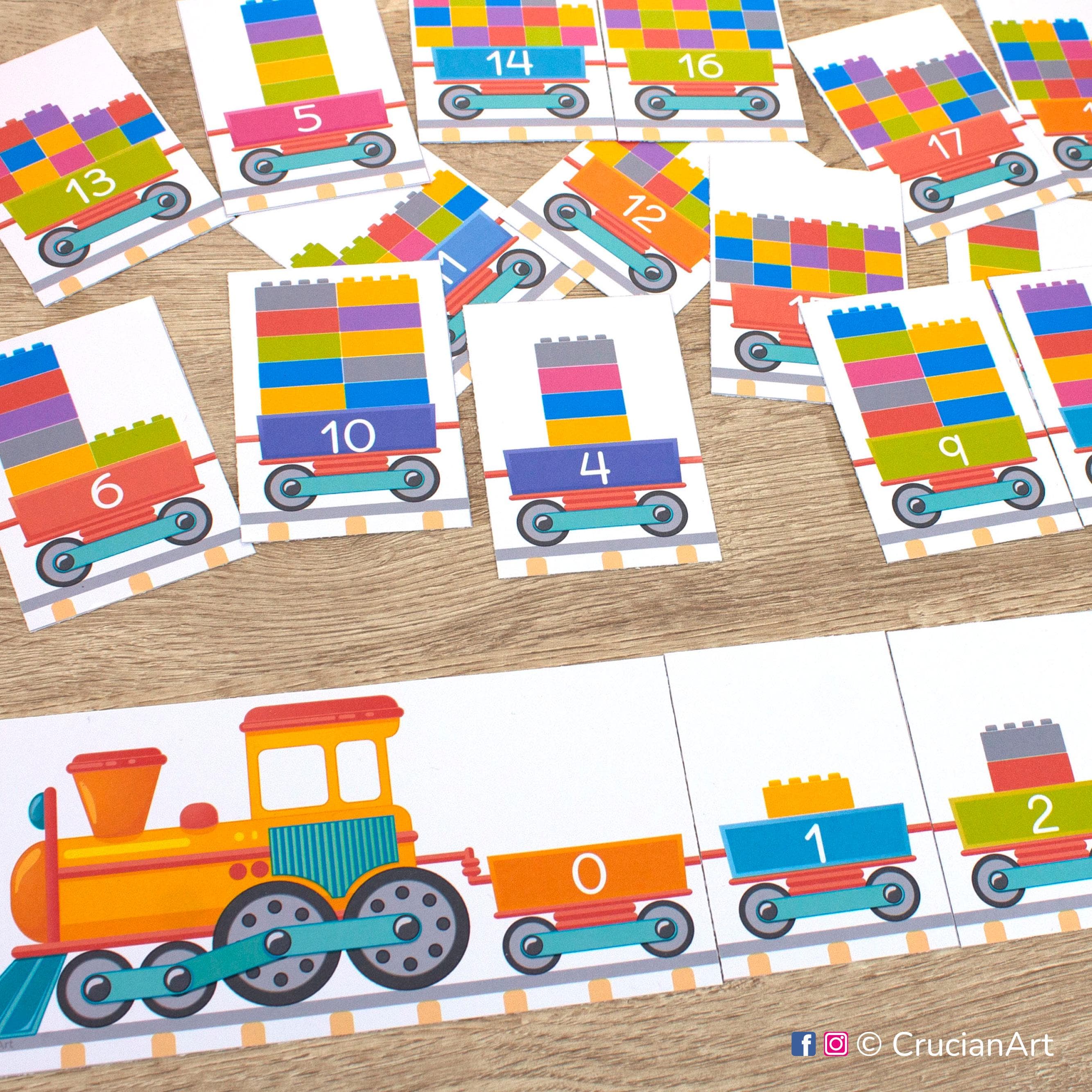 Number Train Printable Counting Activity. Number Sequence 0-20. Toddler ...