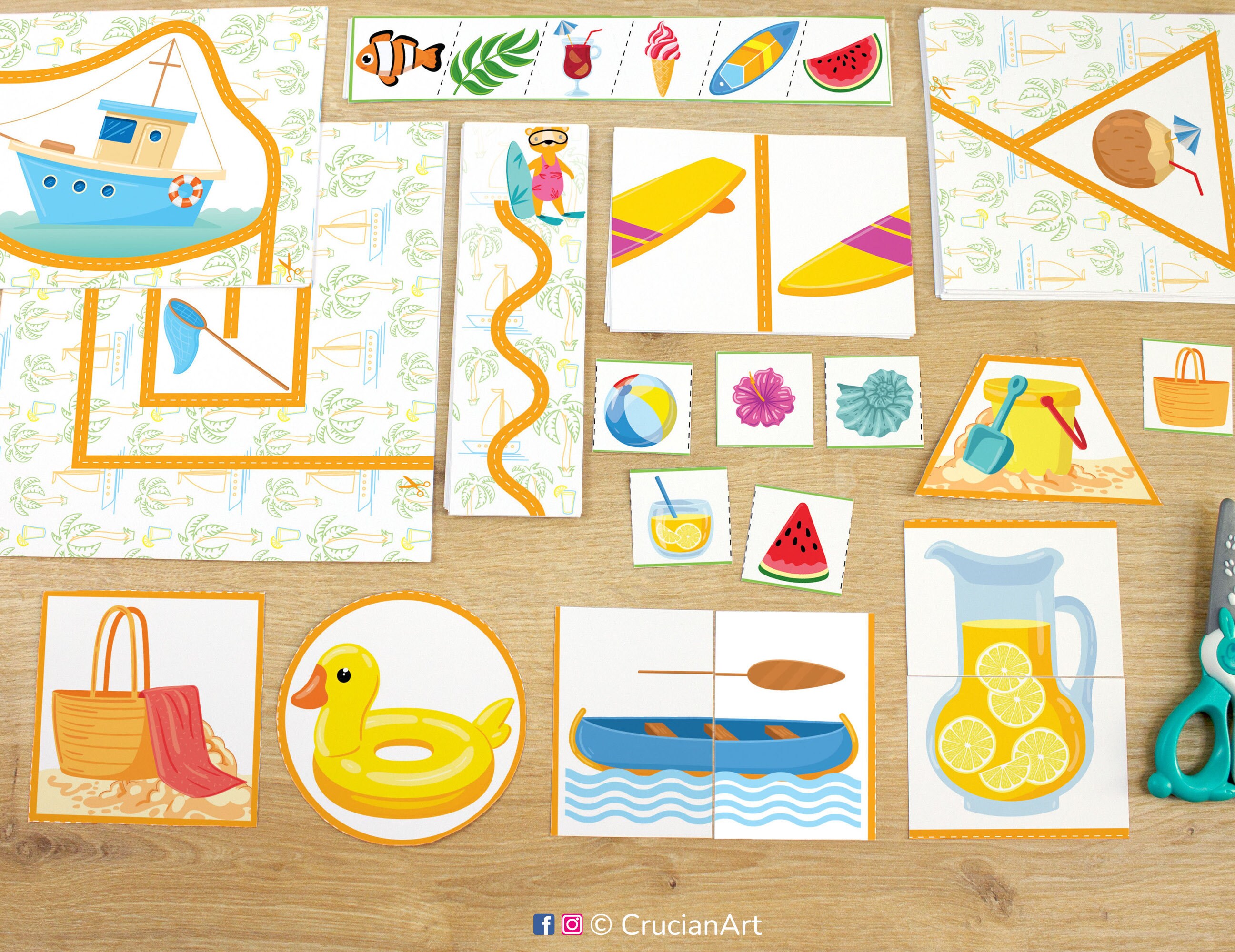 Summer Cutting Practice: Printable Scissor Skills Activities for Fine ...