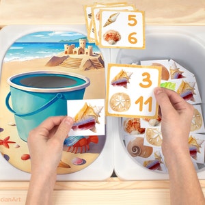 Seashells Flisat Insert: Sort and Count to 12 Summer Beach Printable ...