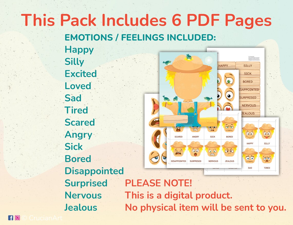 Scarecrow Emotions and Feelings Fall Printable Activity. - Etsy
