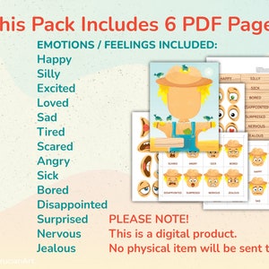 Scarecrow Emotions and Feelings Fall Printable Activity. Autumn Toddler ...