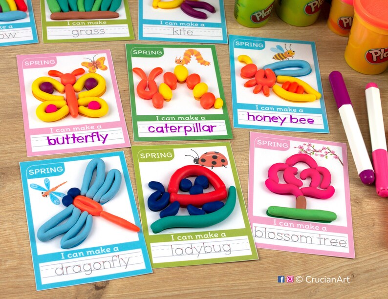 Spring Play Dough Mats. Printable Playdough Kid Activity. Toddler ...