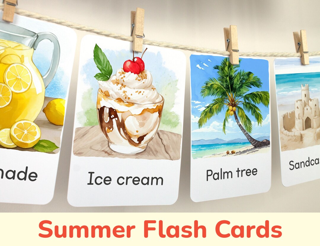 Summer-themed Flashcards for Seasonal Vocabulary Boosts. Toddler ...