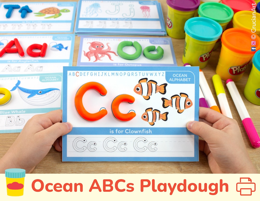 OCEAN ANIMALS Play Dough Mats. Under the Sea Alphabet Playdough ...