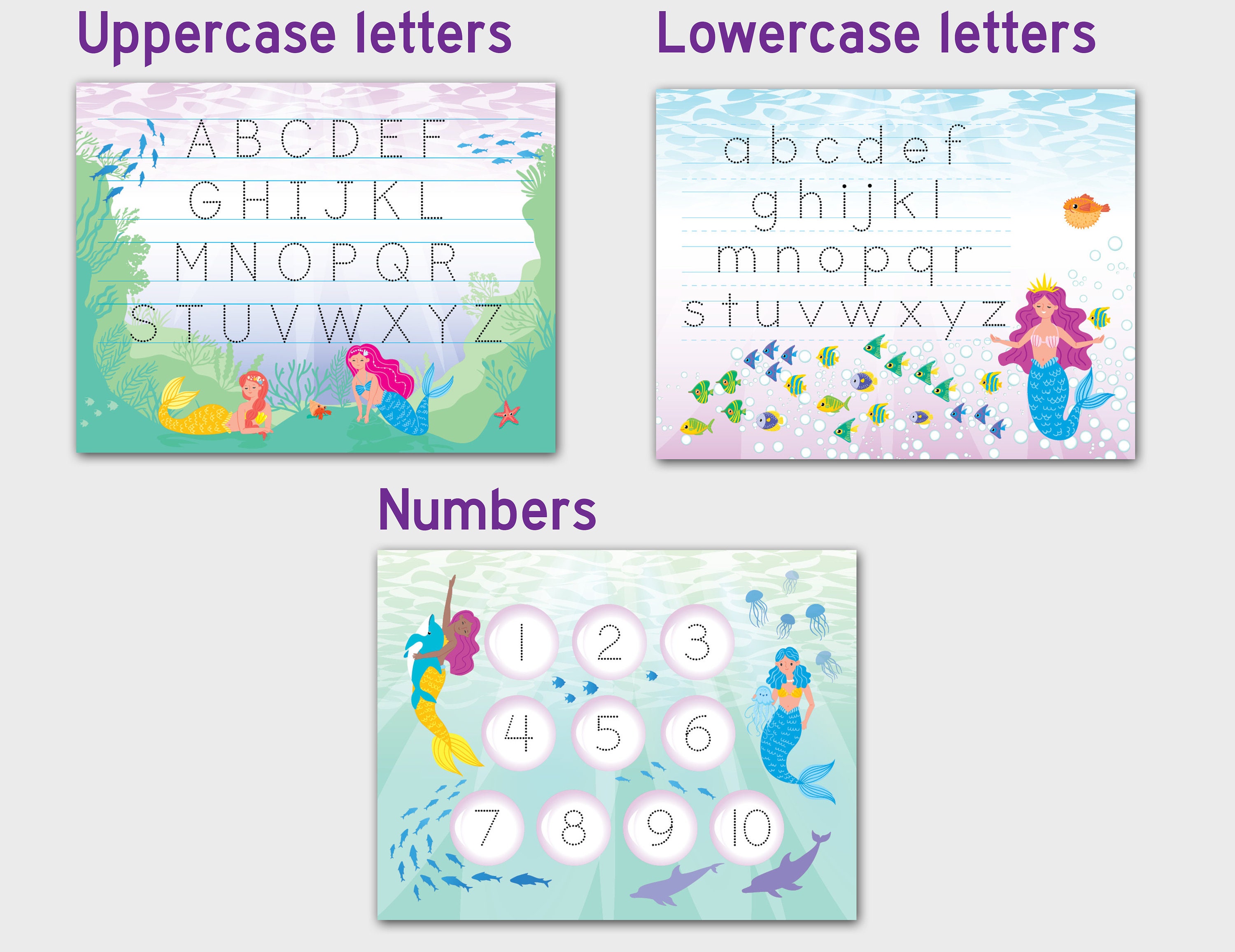 Custom Name Tracing Practice. Mermaid Handwriting Trace Personalized ...