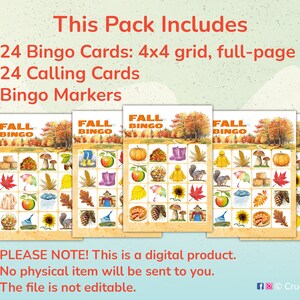 Fall Themed Bingo Game: Printable Preschool, Kindergarten, Toddler ...