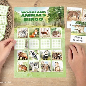 Woodland Animals Bingo Game: Printable Preschool, Kindergarten, Toddler ...