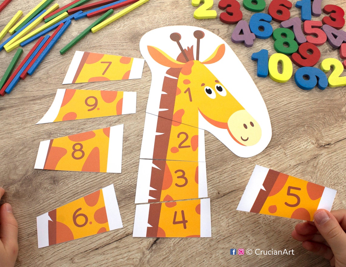 Giraffe Numbers 1-10 Printable Activity. Toddler and Preschool - Etsy