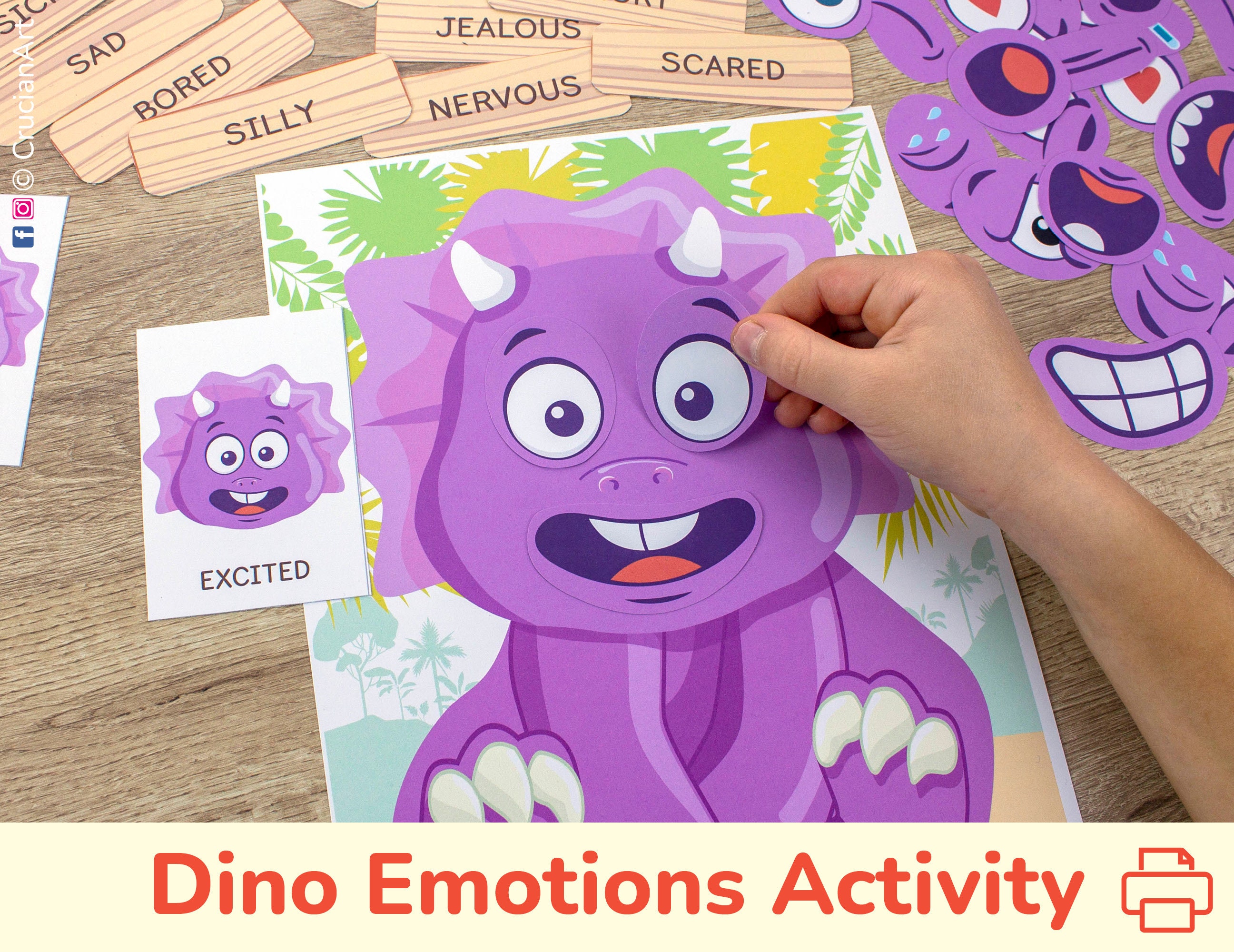 Dinosaur Themed Emotions and Feelings Printable Activity. Dino Toddler ...