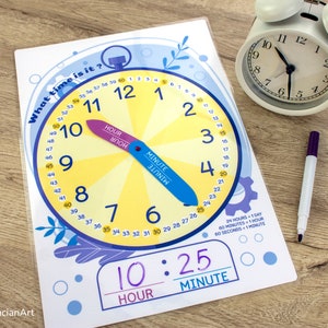 Printable Educational Clock. Learn to Tell Time Worksheet for Kid ...