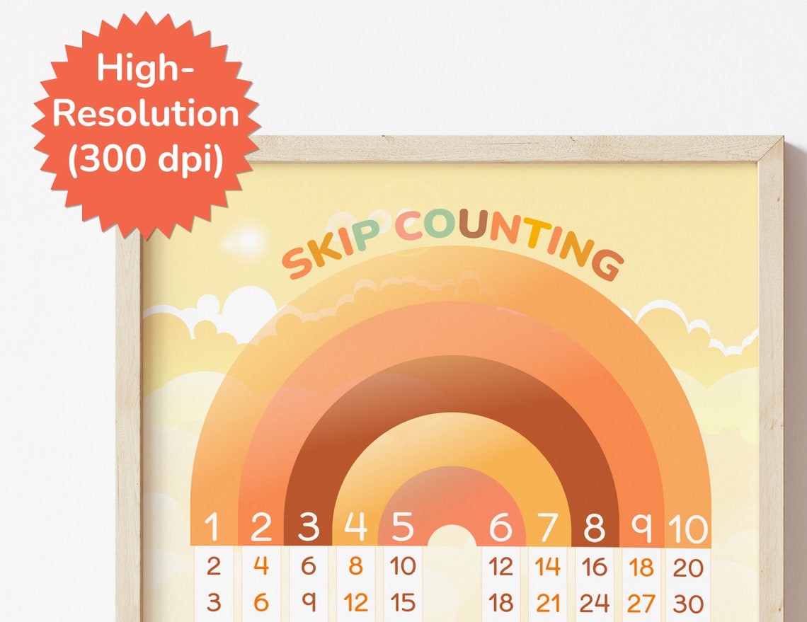 SKIP COUNTING BOHO Rainbow Poster. Printable Educational - Etsy