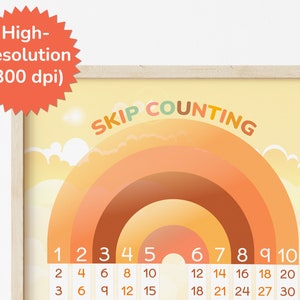 SKIP COUNTING BOHO Rainbow Poster. Printable Educational Classroom ...